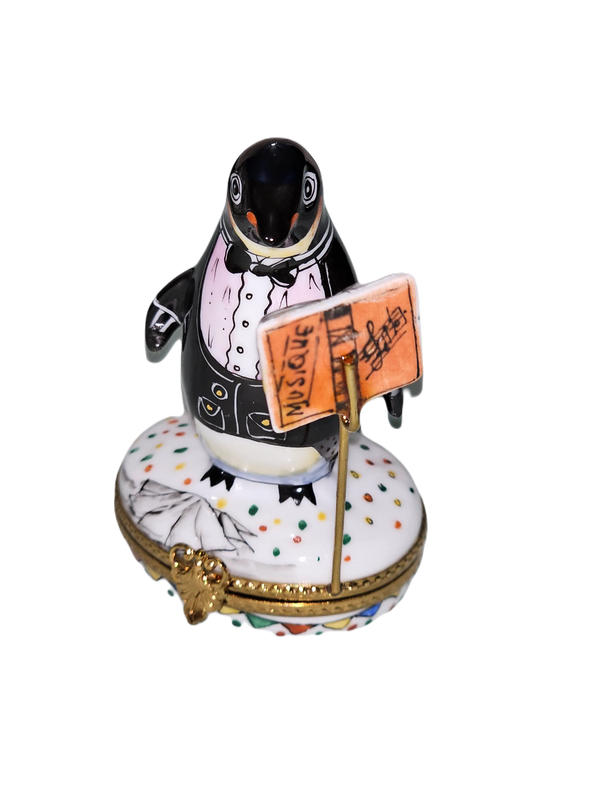 Penguin Conductor Limoges Box Gift for Musicians
