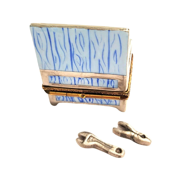 Blue Tool Bench Limoges Box for Elegant Office Decor