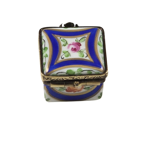 Dark Blue/Rose & Gold Small Square - Limoges Box